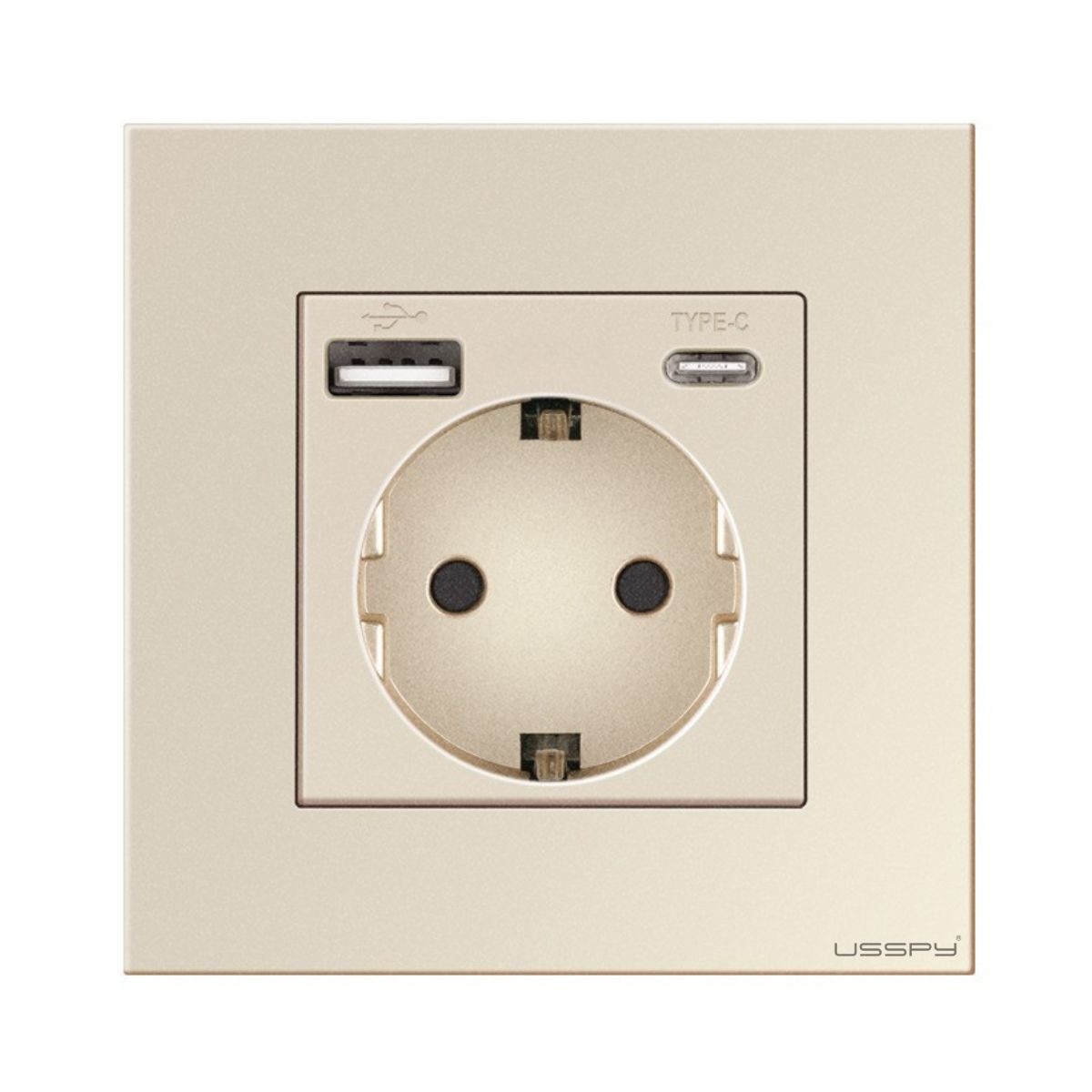 Priza cu rama din sticla securizata cu 2 USB A+C, 5V 2.1A, USSPY ...