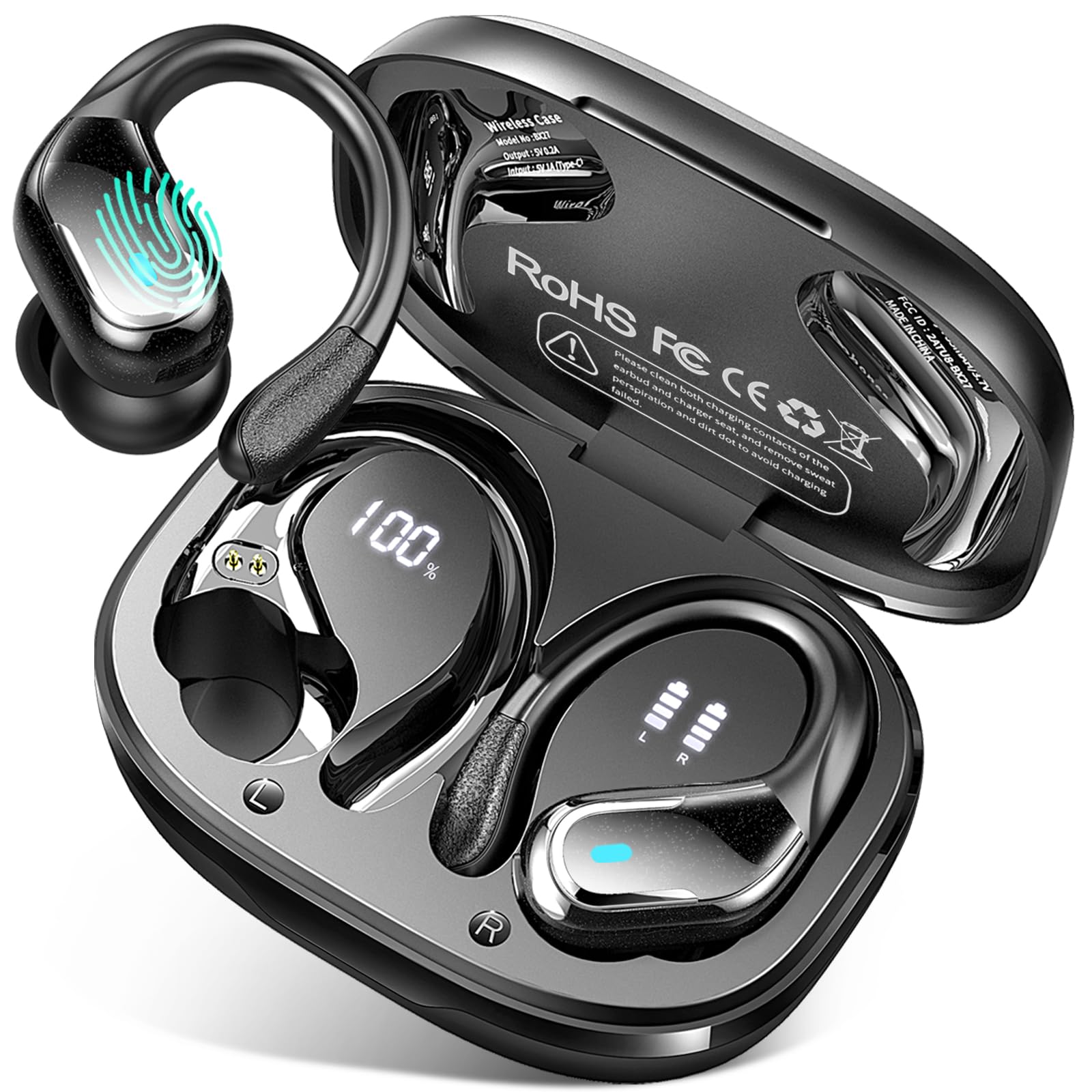 Casti Wireless Sport Rulefiss, Bluetooth 5.4, impermeabile IP-X8 ...