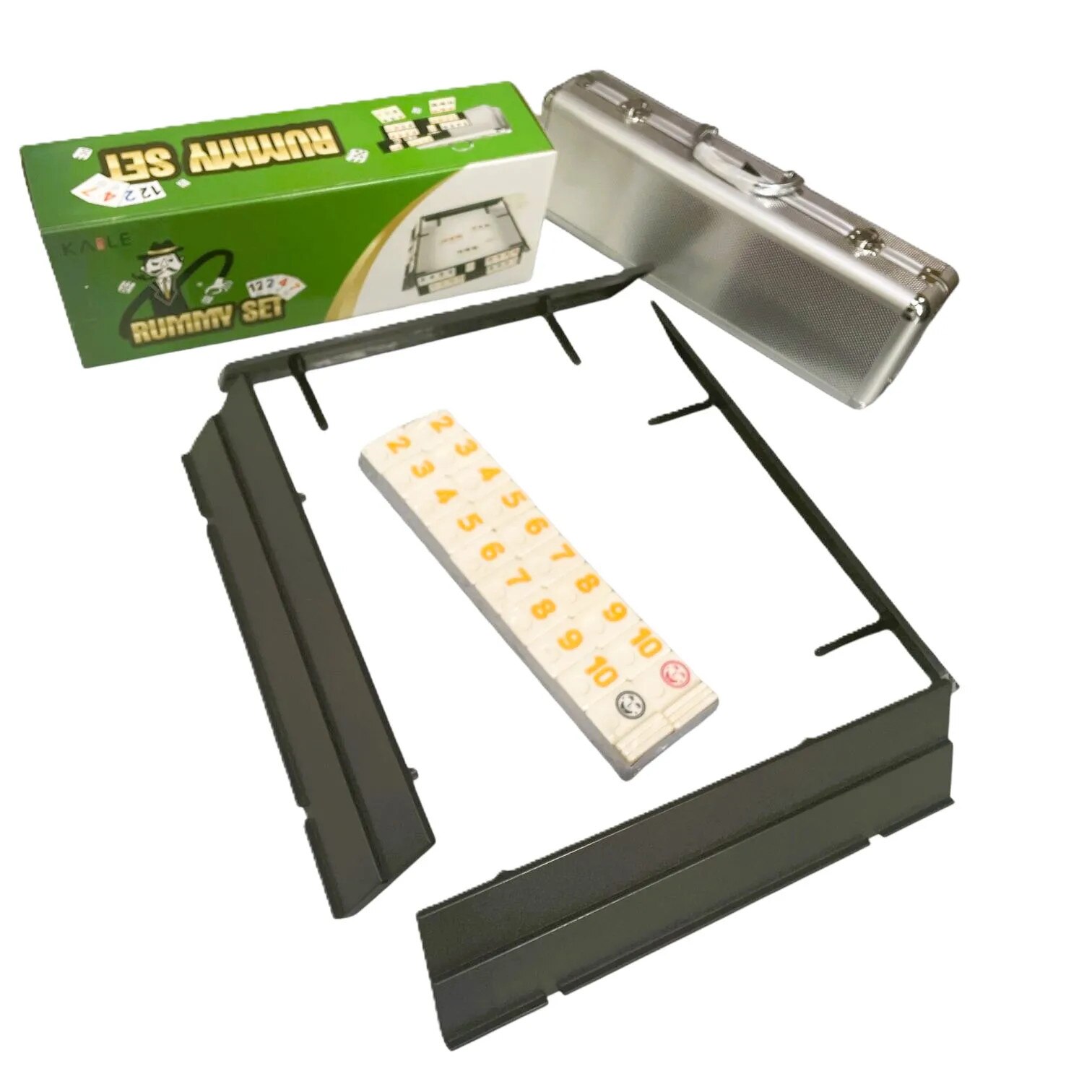 Set Joc Remi KALE, cutie metal, piese din piatra, 106 piese, 35x10 ...