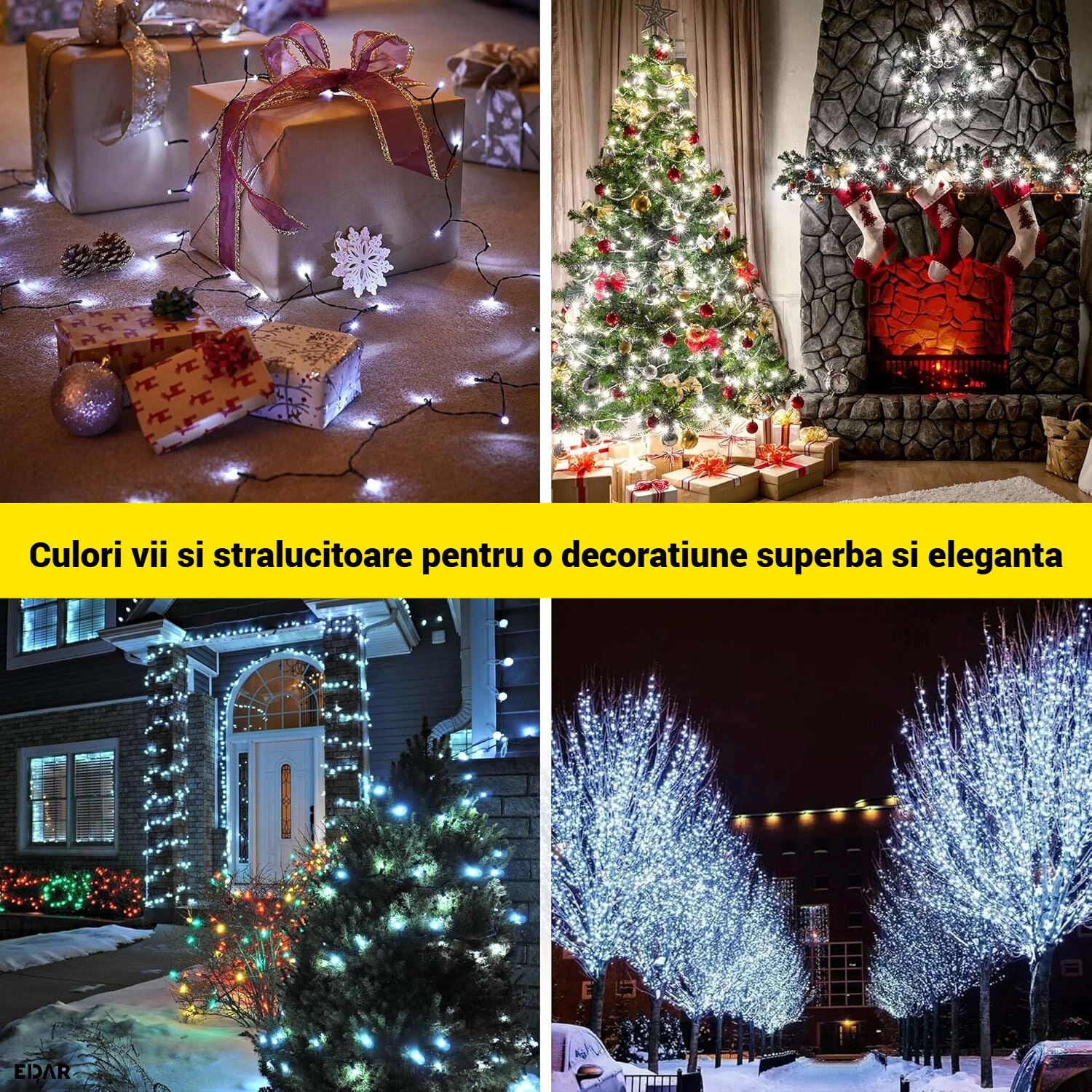 Instalatie De Craciun LED Cu Incarcare Solara EDAR, Liniara, Panou ...