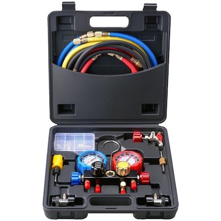 Set manometre AC, furtunuri 5ft, compatibil cu refrigeranti, presiune ...