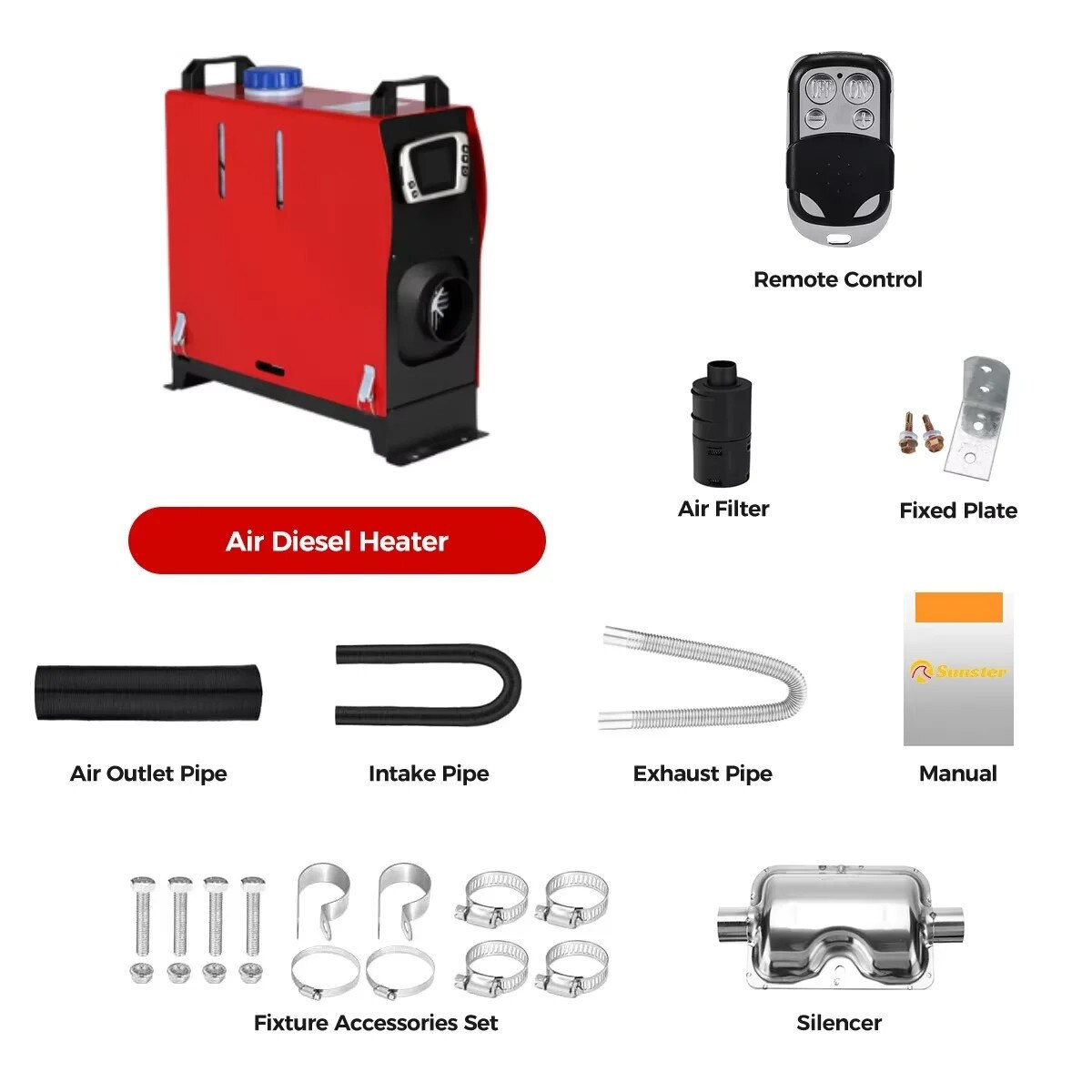 Incalzitor de aer de tip diesel, 8KW, control LCD, 12V, dimensiuni ...