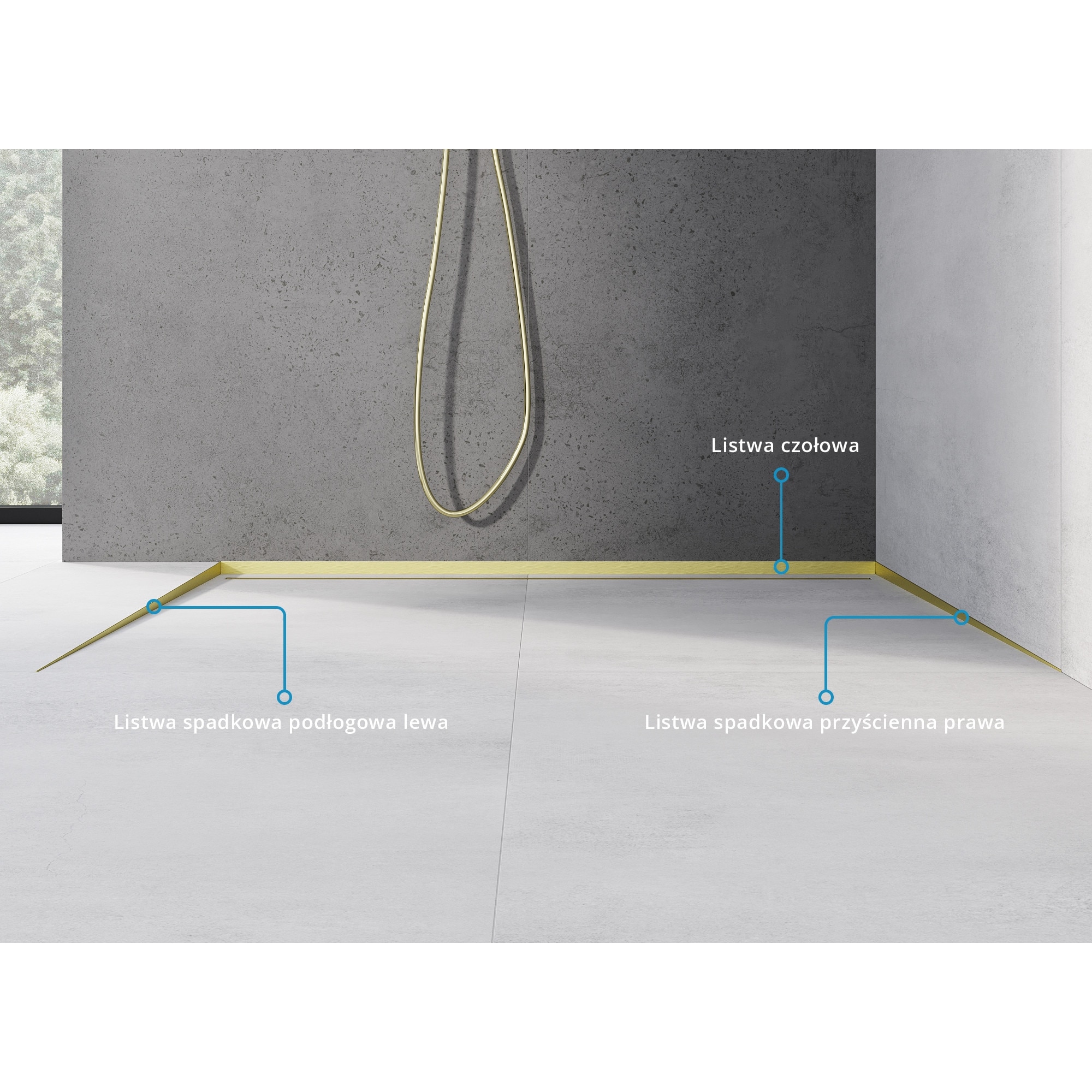 Mexen Line-B bordura de pardoseala 180 cm stanga, aurie periata ...