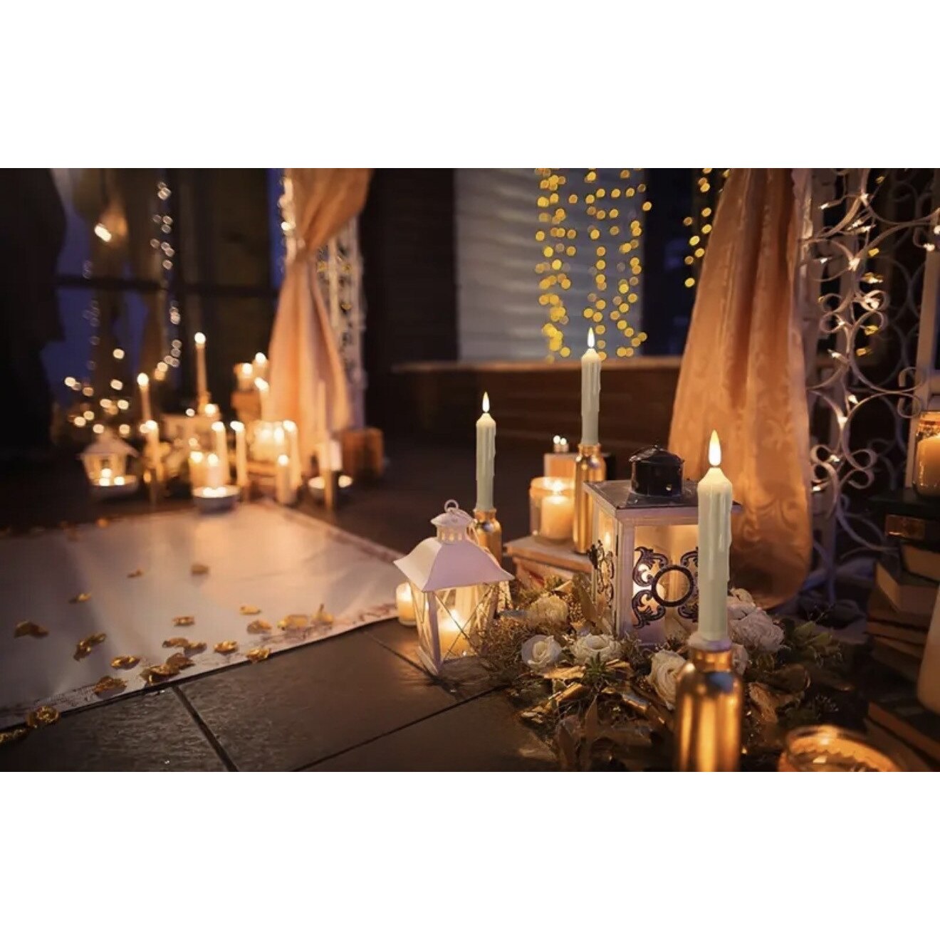Set 6 lumanari LED decorative albe, efect de ceara topita si flacara ...