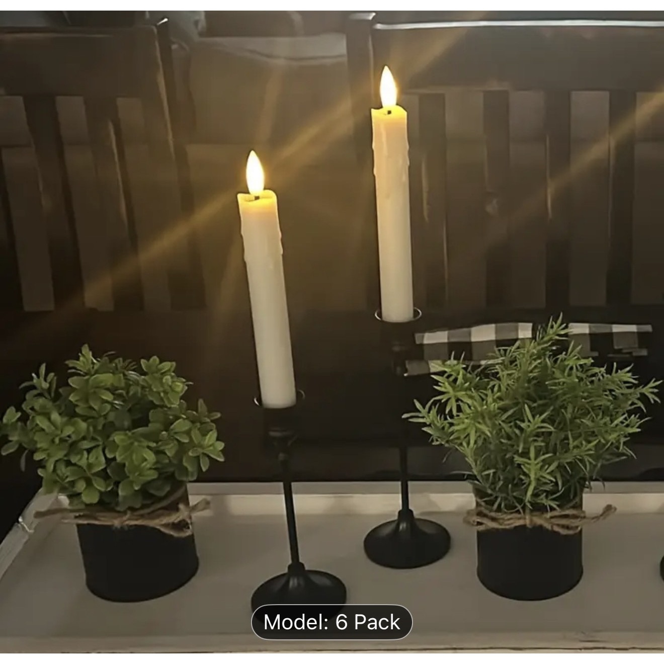 Set 6 lumanari LED decorative albe, efect de ceara topita si flacara ...