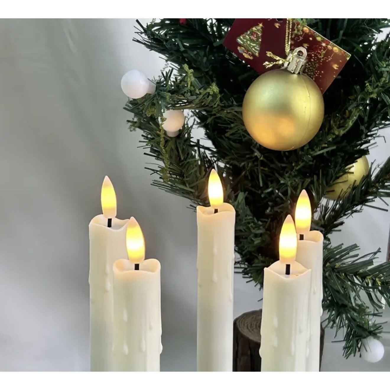 Set 6 lumanari LED decorative albe, efect de ceara topita si flacara ...
