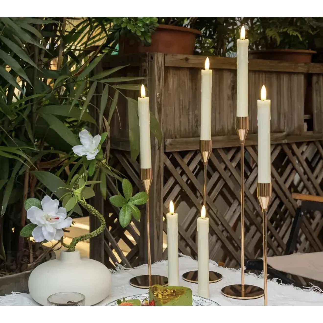Set 6 lumanari LED decorative albe, efect de ceara topita si flacara ...