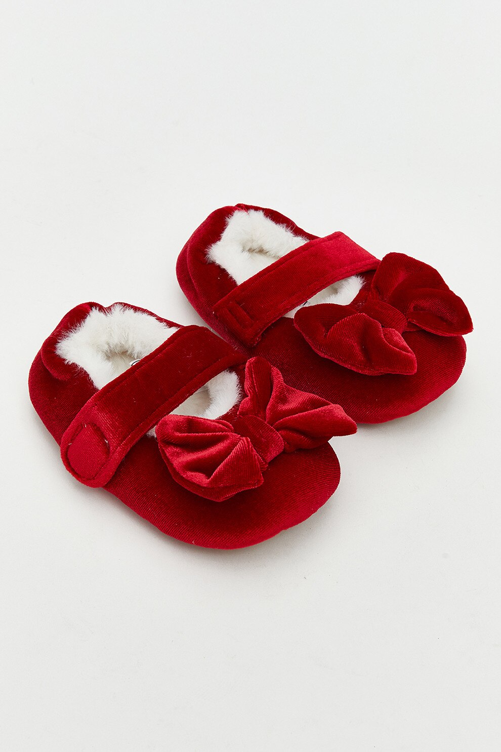 LC WAIKIKI, Pantofi cu aspect de catifea si funde, Rosu inchis, 31-32 ...