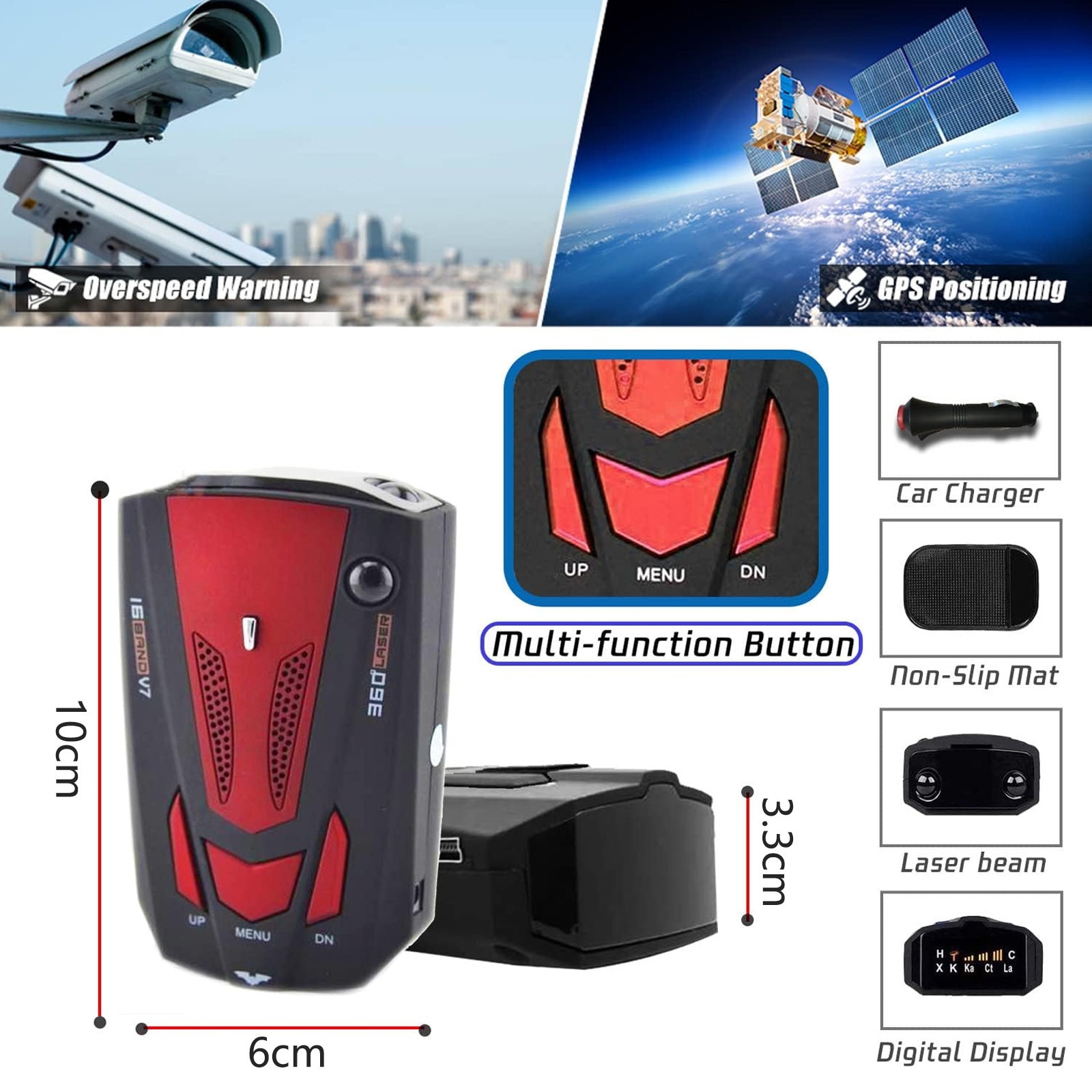 Detector radar, Axroad Mall, 360 Degree Automatic Car Monitoring, Ecran ...