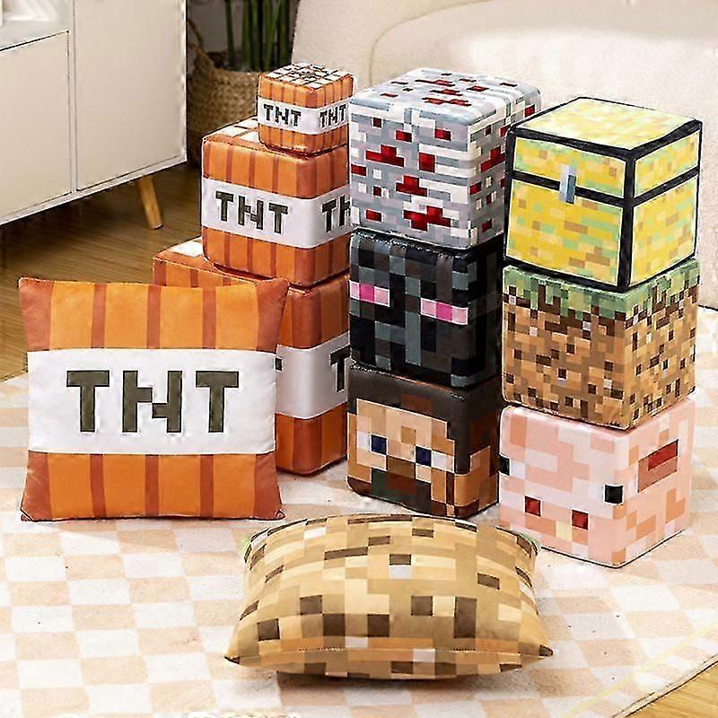 Papusa de plus Minecraft, set 10x10cm, bloc de iarba, TNT, Steve ...