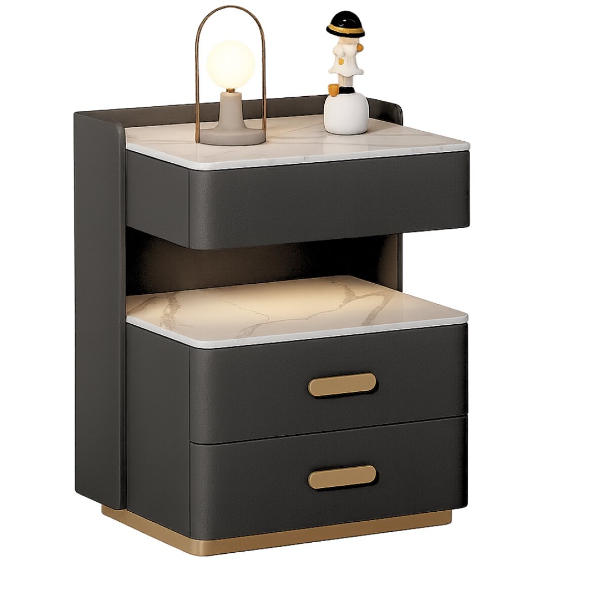 Noptiera inteligenta cu incarcare wireless, iluminare LED, sertar de ...