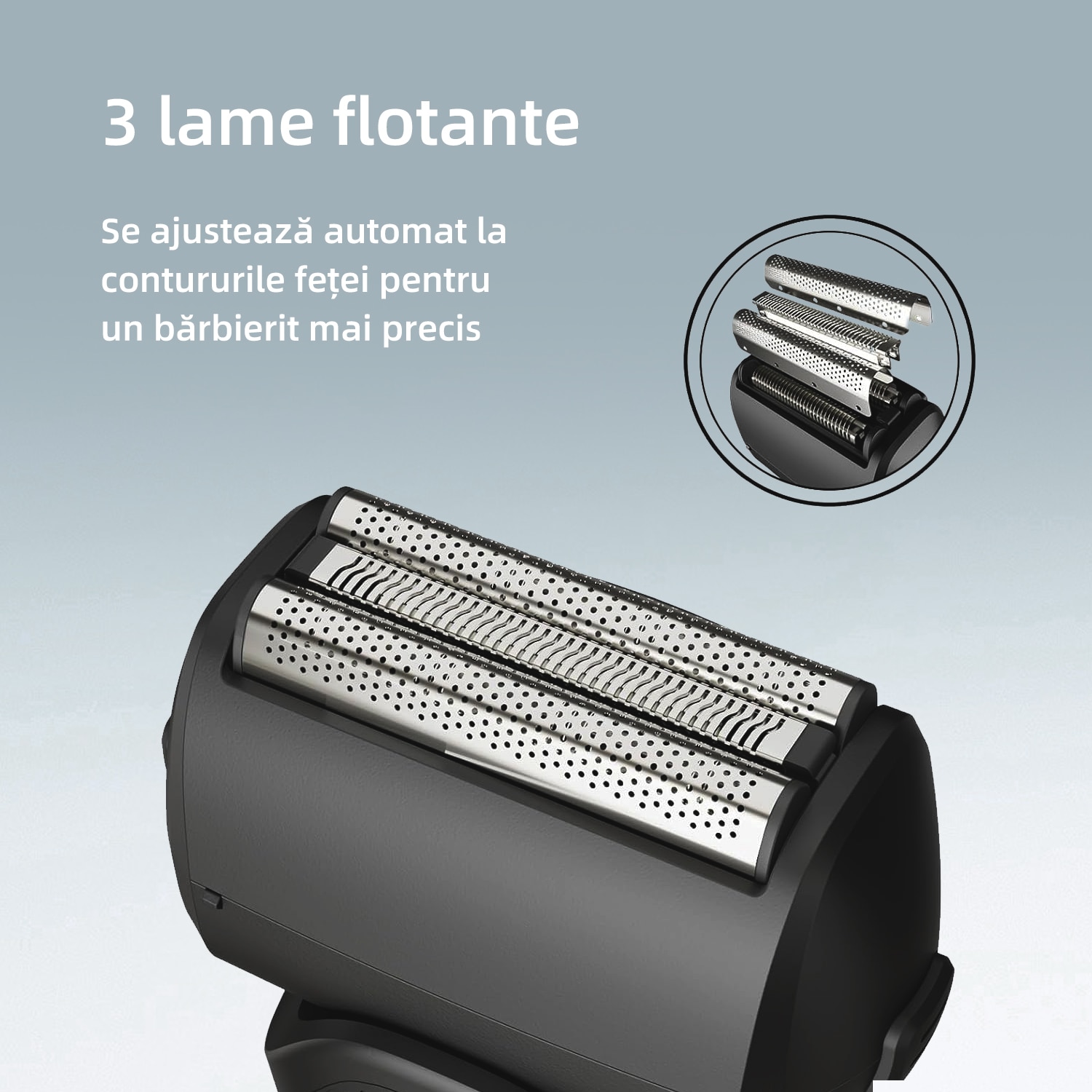 Aparat de ras electric pentru barbati, Qtenzivize, 3 lame flotante ...