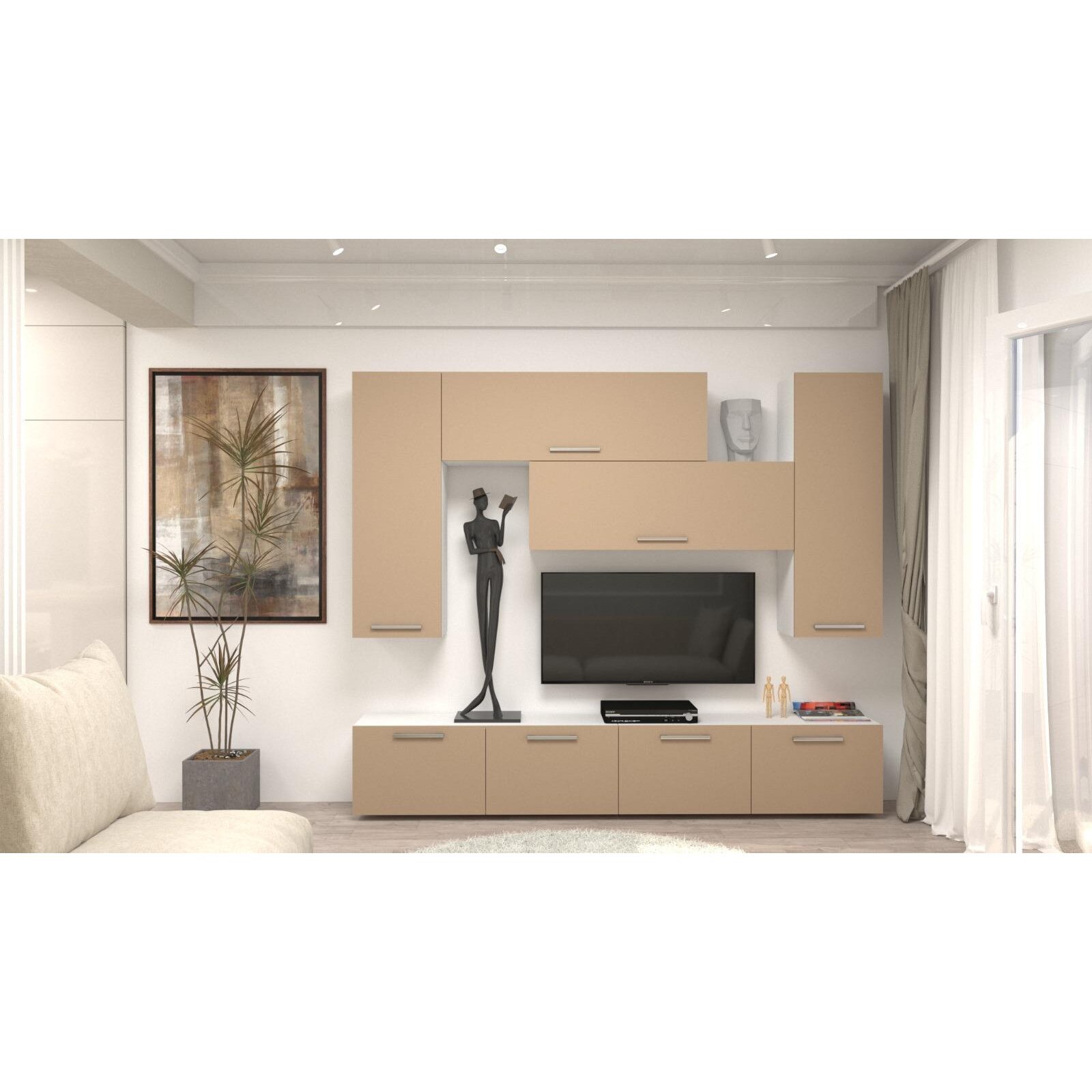 Set mobila living Sandy 240cm, cappuccino mat - eMAG.ro