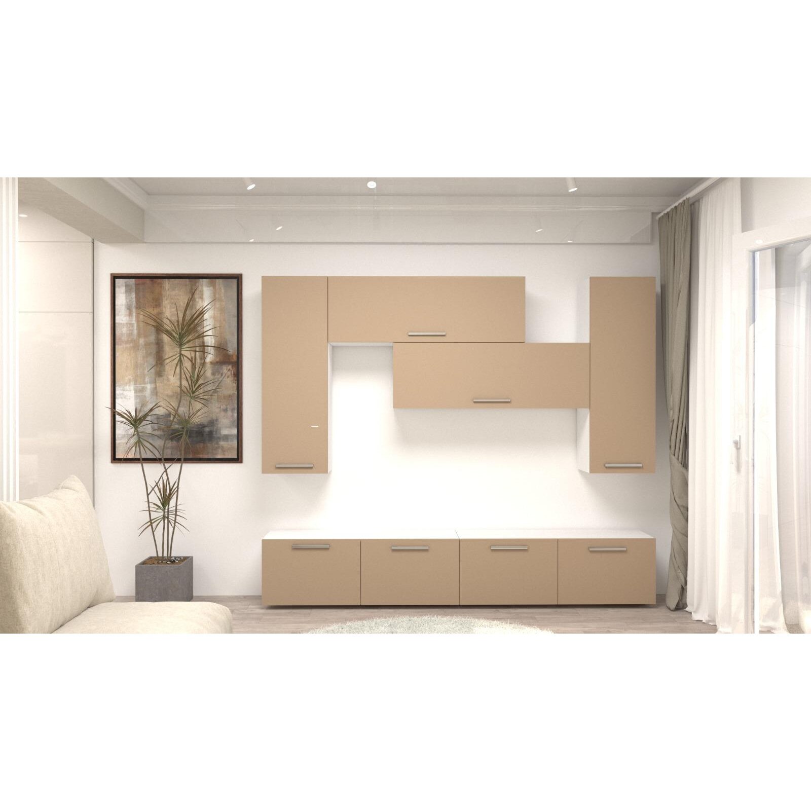 Set mobila living Sandy 240cm, cappuccino mat - eMAG.ro