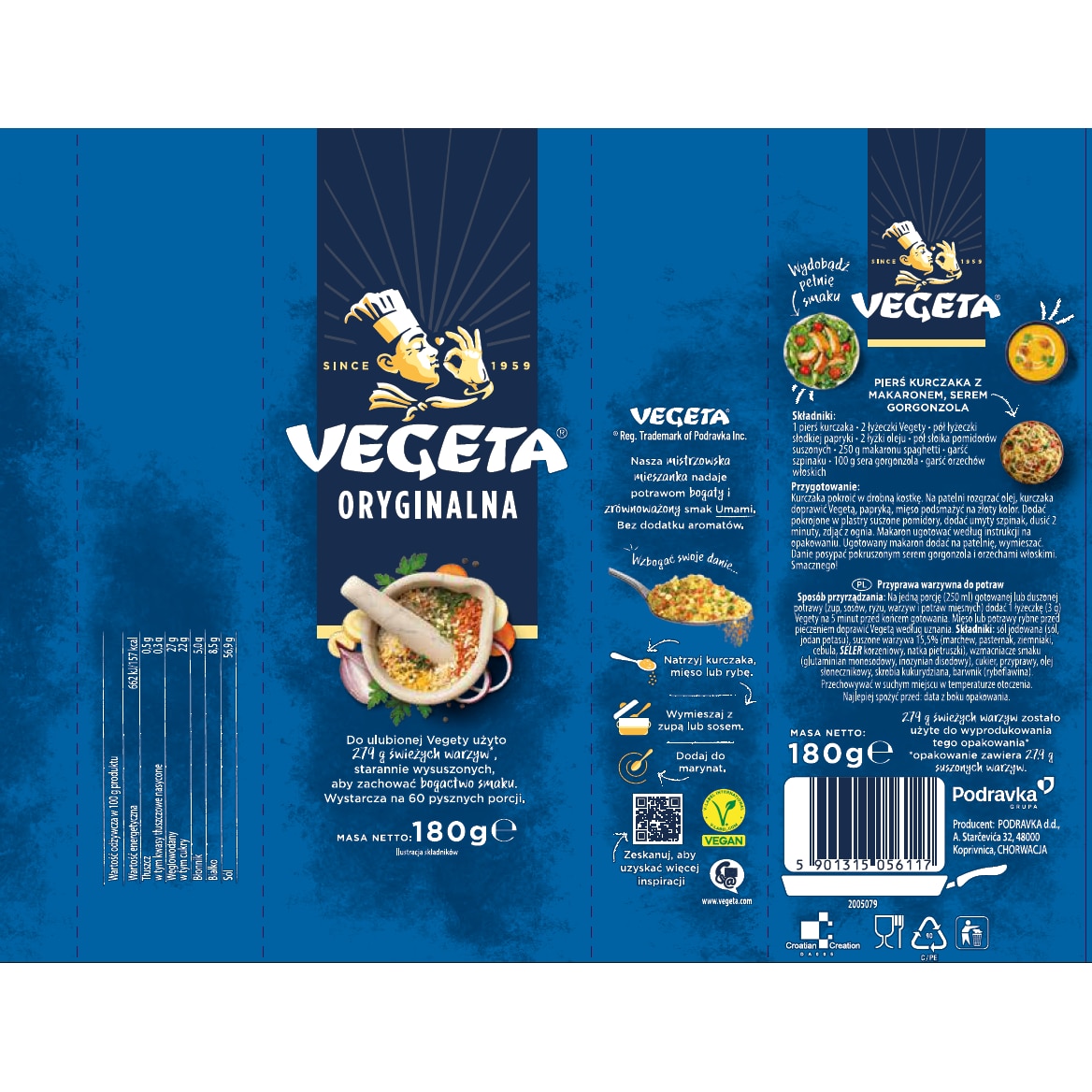 Vegeta, 180 g, condimente vegetale, fara gluten, fara conservanti - eMAG.ro