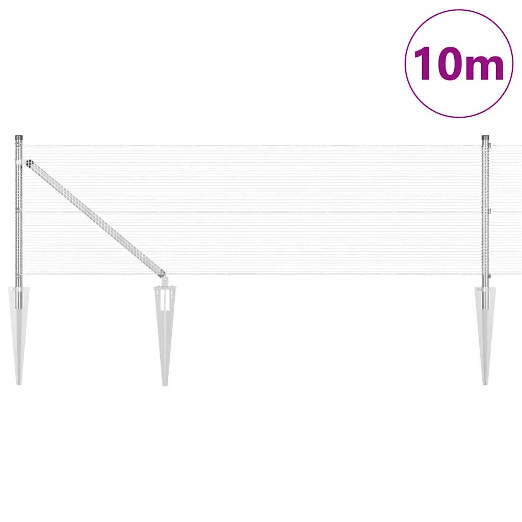 Ingradire cu stalpi Argintiu 0.4 x 10 m Otel, vidaXL, 3351910 - eMAG.ro