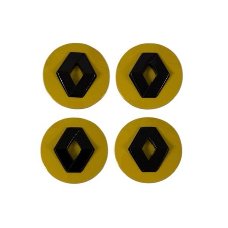 Set 4 capacele roti 57 mm Renault, pentru jante aliaj, Negru Galben ...