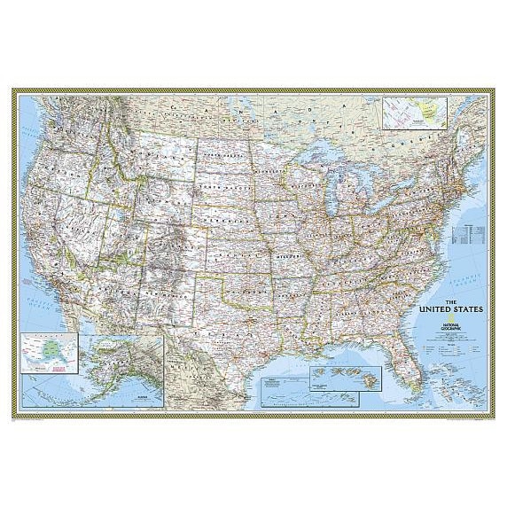 United States Classic, Laminated: Wall Map, National Geographic Maps ...