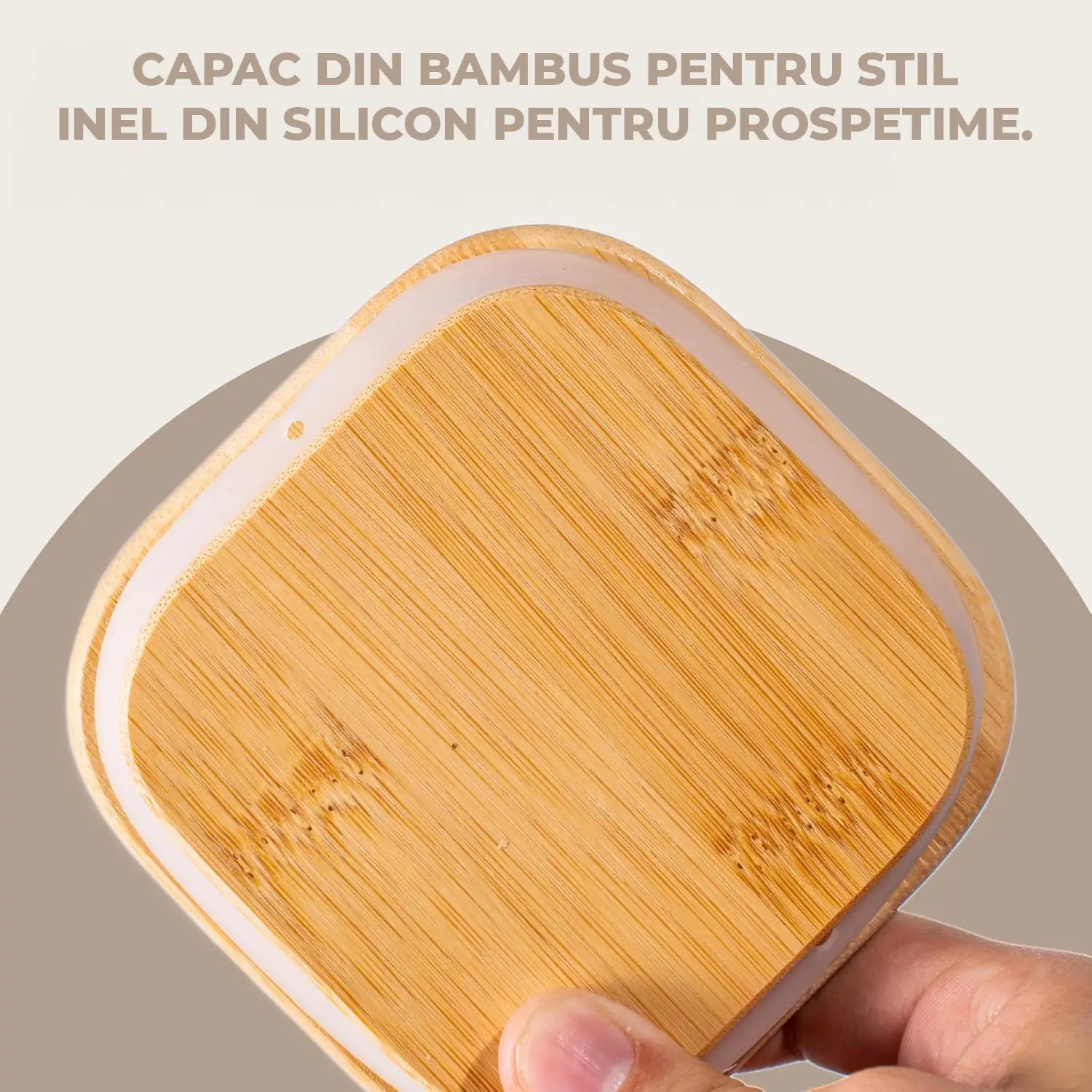Set 4 Borcane Sticla Elindor® cu Capac Bambus Ermetic, se Inchide Etans ...