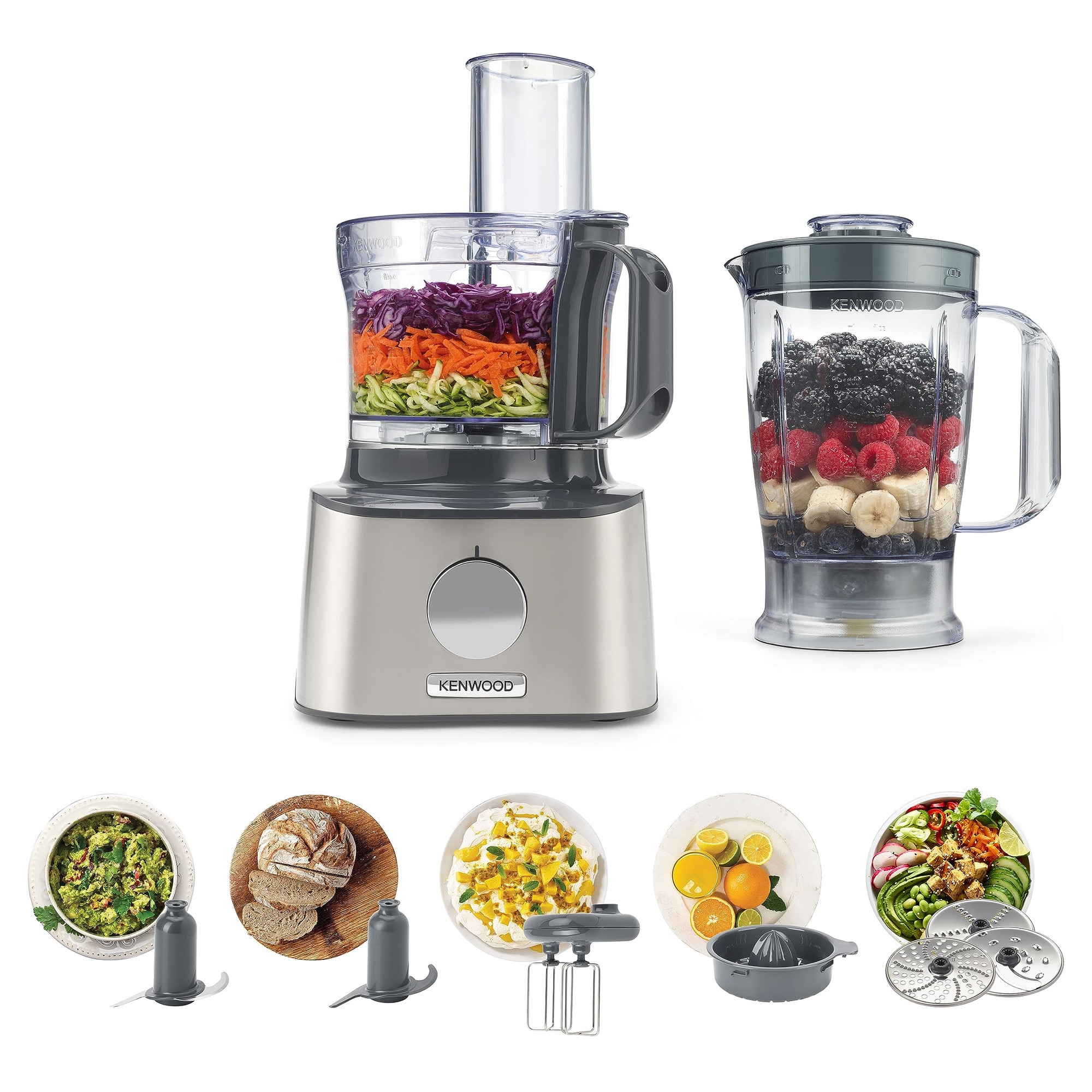 Кухненски робот Kenwood Multipro Compact, 2.1л, 800W мощност, сребрист ...