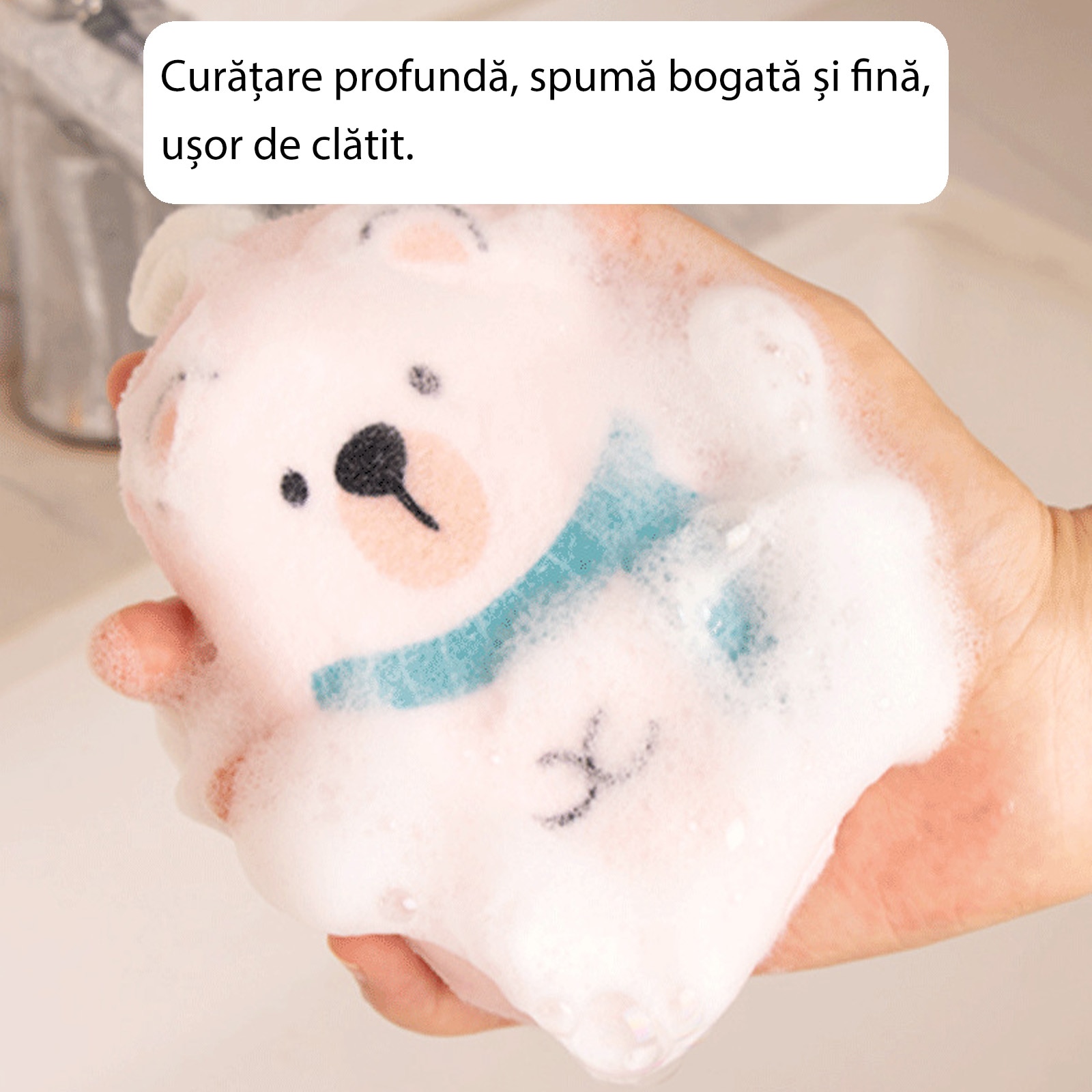 Burete de baie, design adorabil, exfoliere delicata si blanda, potrivit ...