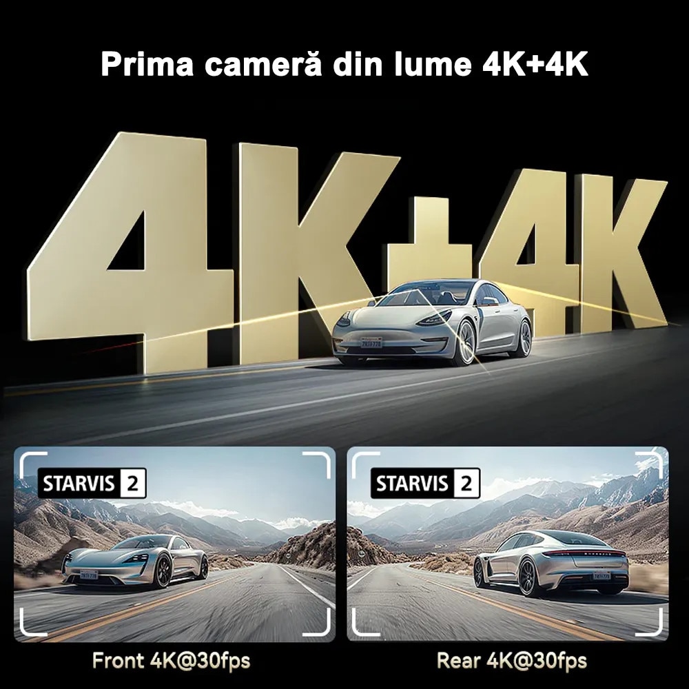 Camera auto de bord fata-spate REDTIGER F77 4K+4K, WiFi, 160°, ecran ...