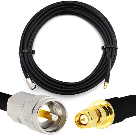 Cablu coaxial LMR400 10m PL259 la SMA tata 50 Ohm pentru radio HAM CB ...