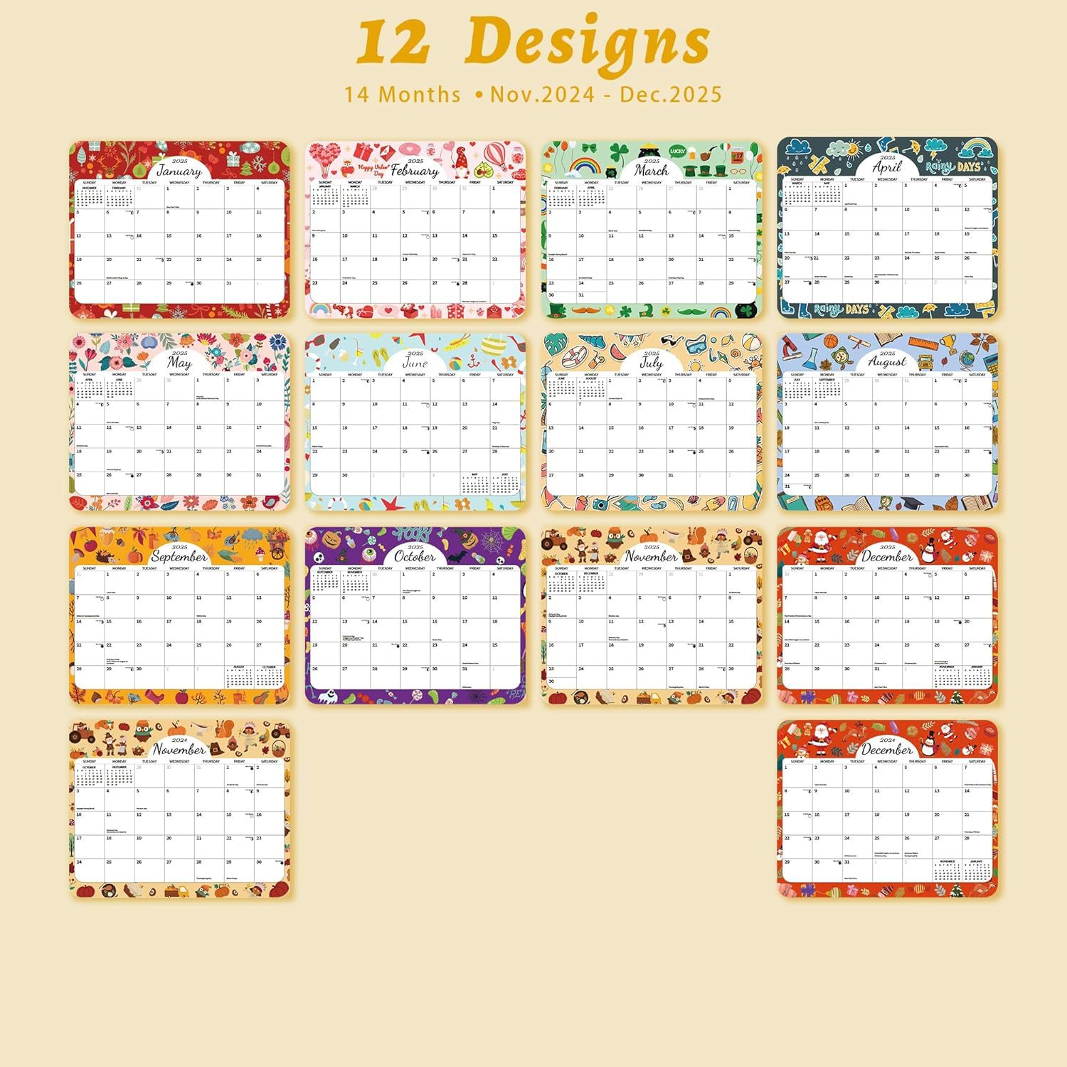 Calendar magnetic creativ 14 luni, planificator lunar, tabla de ...