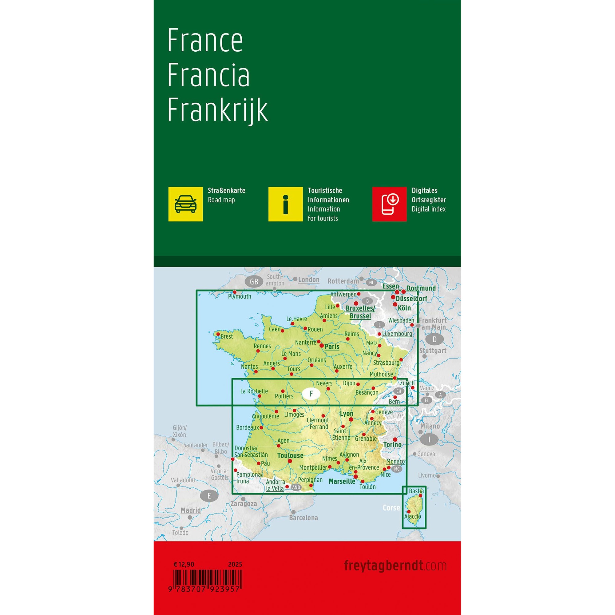Harta rutiera Franta, Freytag & Berndt, 1:800 000, informatii turistice ...