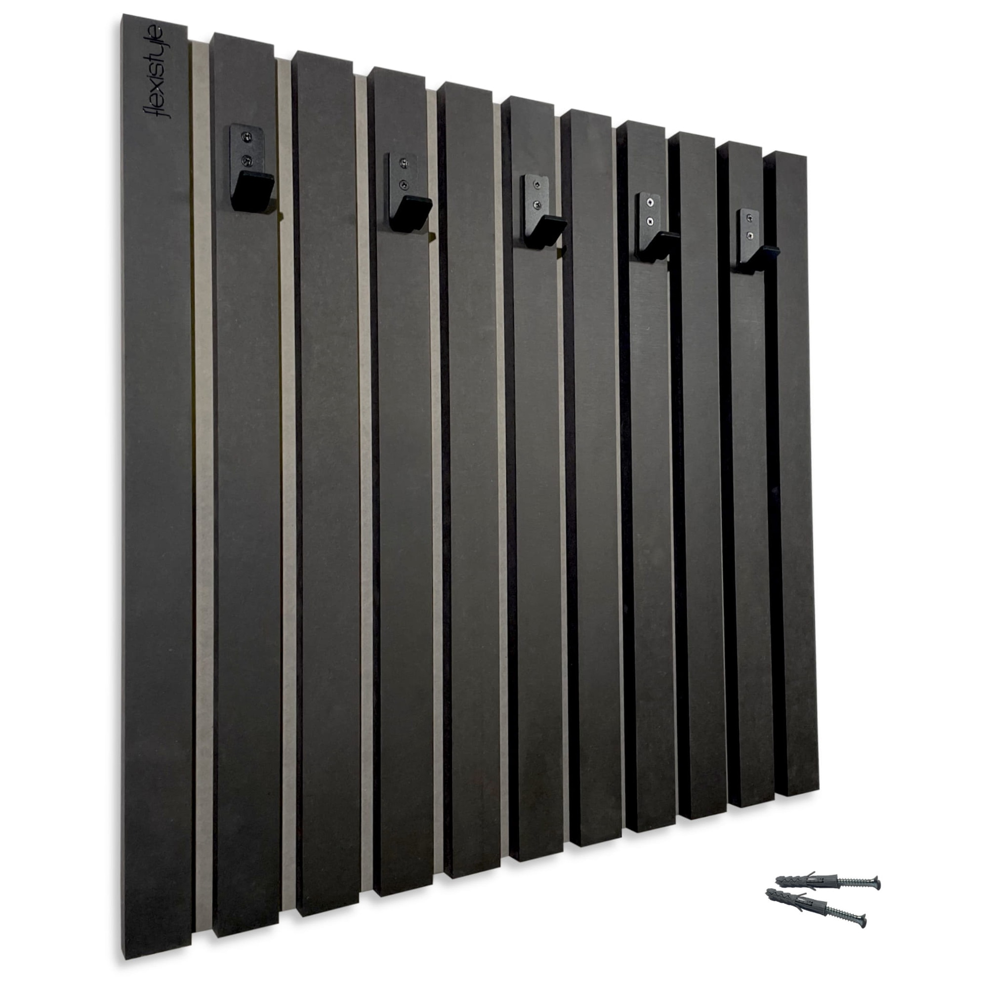 Cuiere din MDF, FLEXISTYLE, 60cm, 5 usi, negru/gri - eMAG.ro