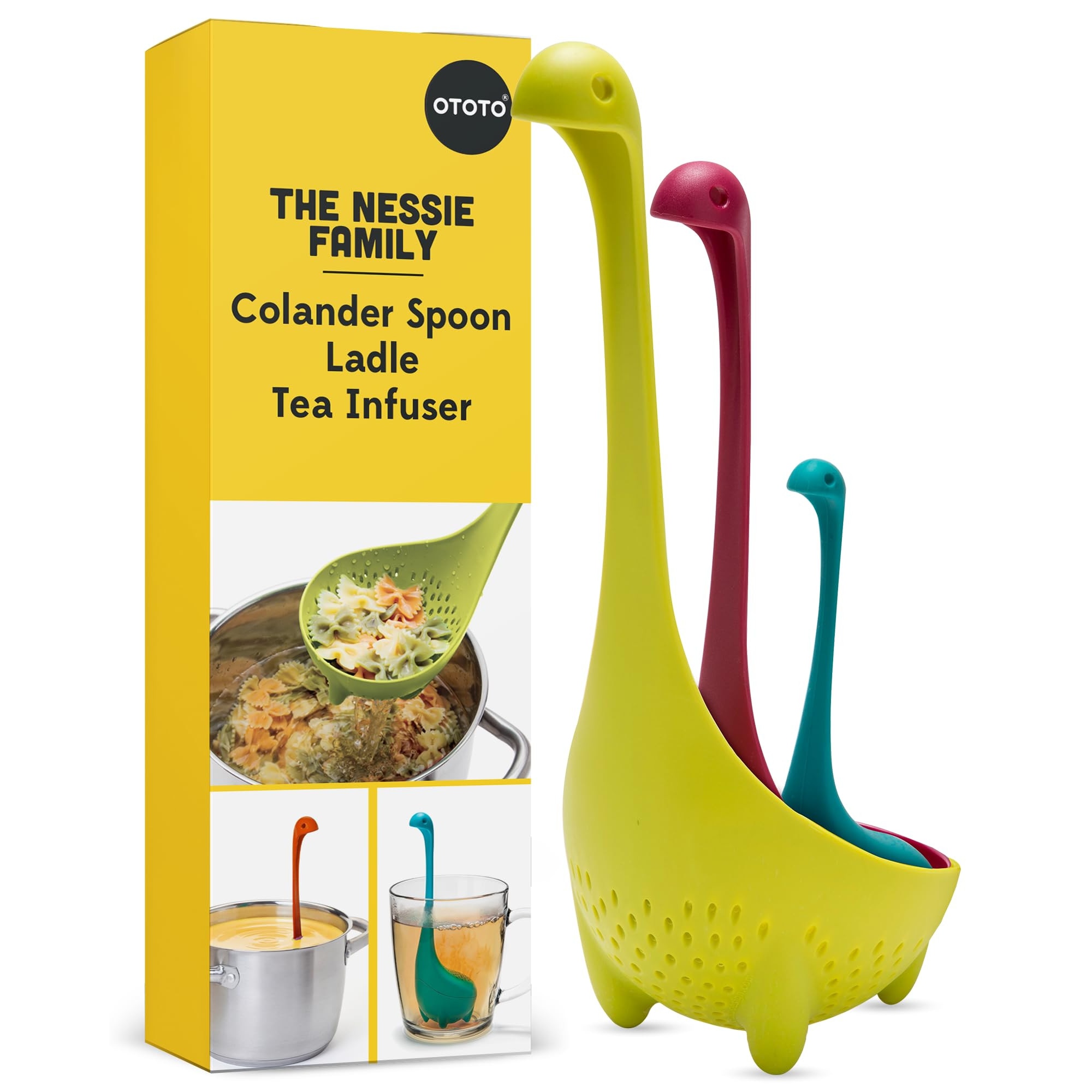 Set ladle și infuzor ceai Nessie Family, OTOTO, silicon durabil ...