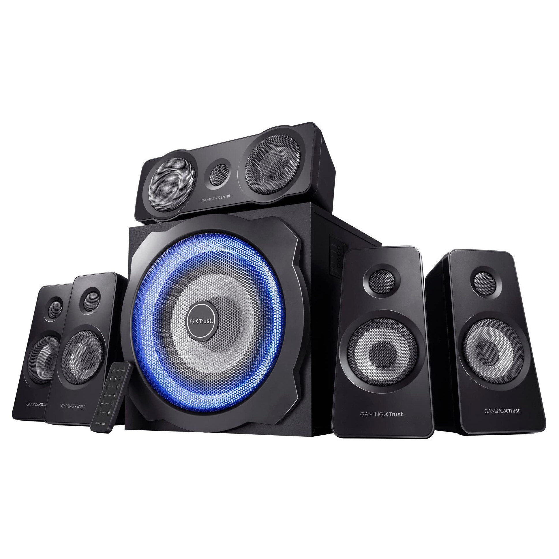 Boxe PC Trust Gaming 5.1 cu subwoofer, iluminare LED, negru, 180 W ...