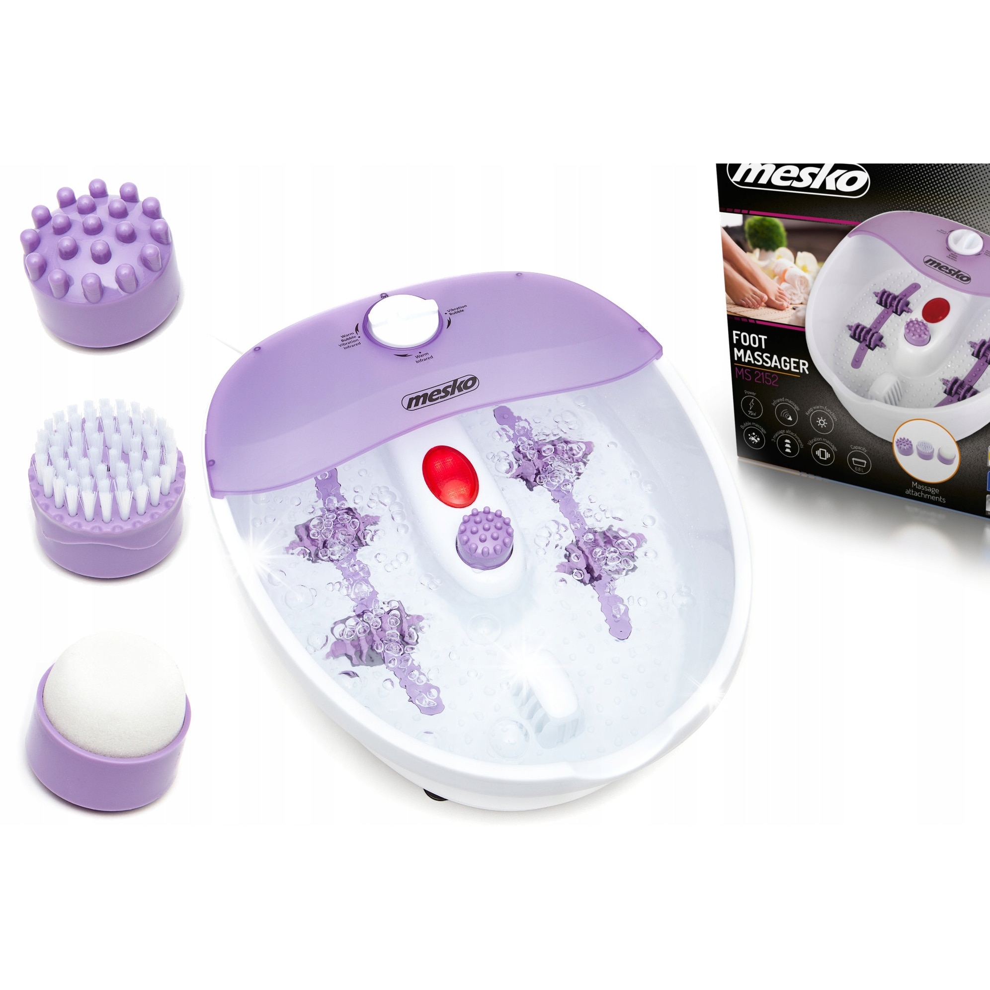 Aparat de masaj pentru picioare, Mesko, multifunctional, violet, 75W ...