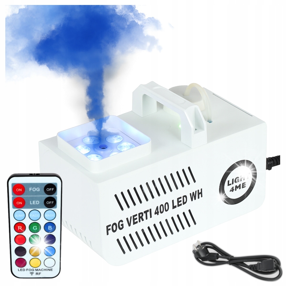 Masina de fum Light4Me, 400 LED, efecte RGBW, alb, 24x13x16cm - eMAG.ro