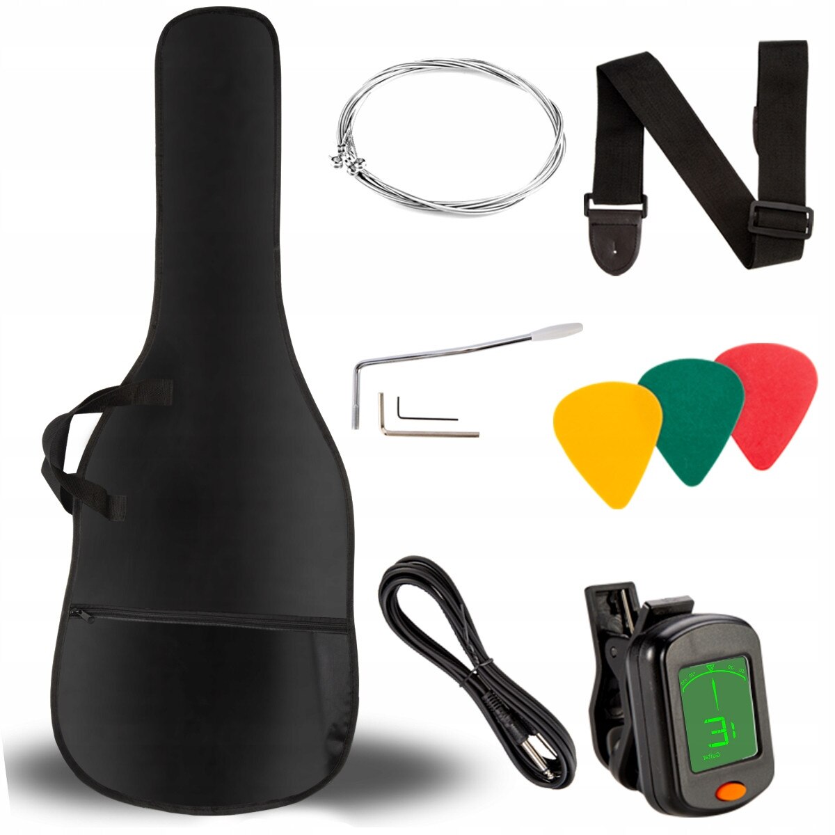 Chitara electrica Stratocaster 4/4 V-Tone, neagra, set complet cu husa ...