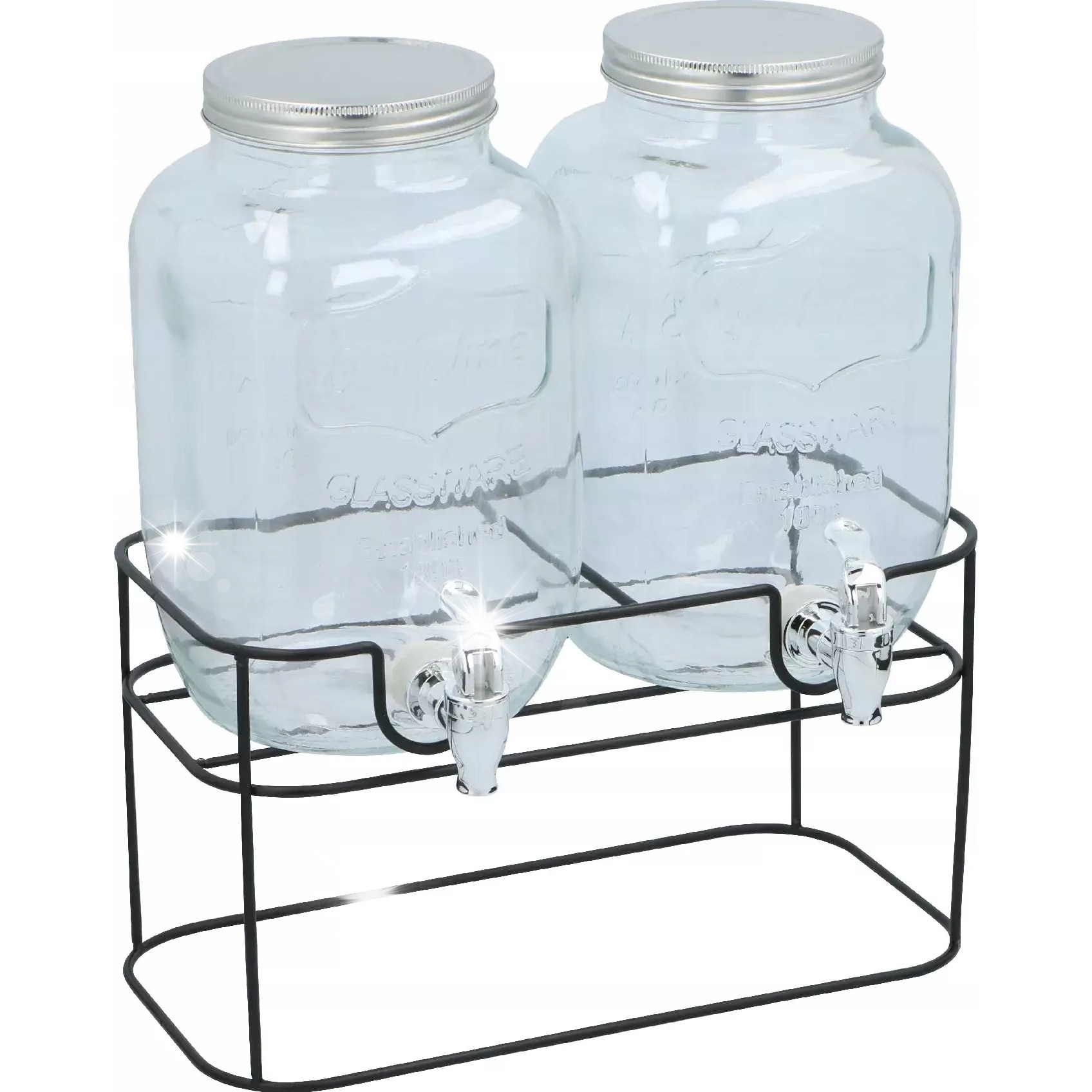 Set 2 borcane cu robinet 4L, Cuisine Elegance, transparent, suport ...