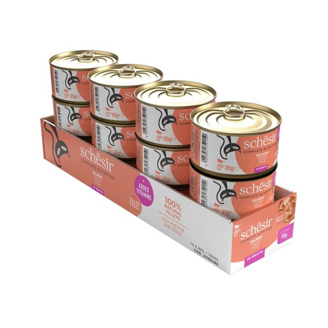 Hrana umeda pentru pisici Schesir, conserva, somon in supa, 12 x 85g ...