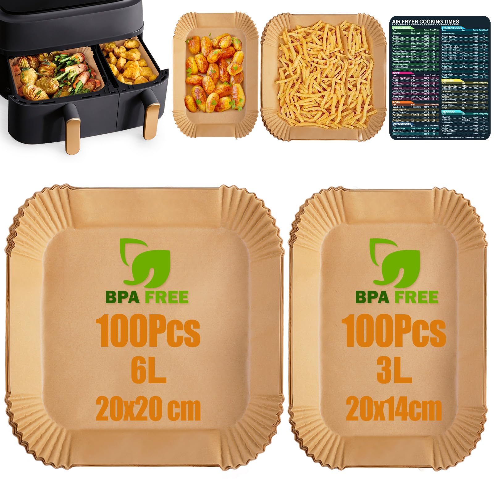 Set Hartie de Copt Anhow, 200 Bucati, pentru Friteuza cu Aer Cald ...