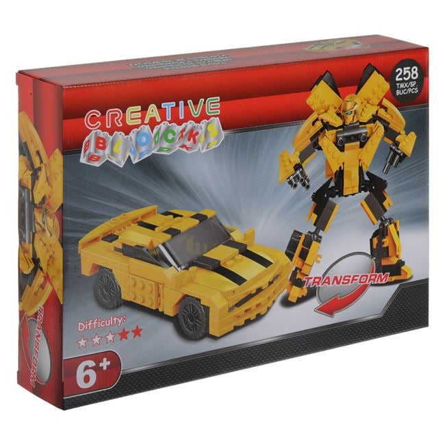 Cuburi de Constructie – Robot Transformer Masina Galbena, 258 Piese ...