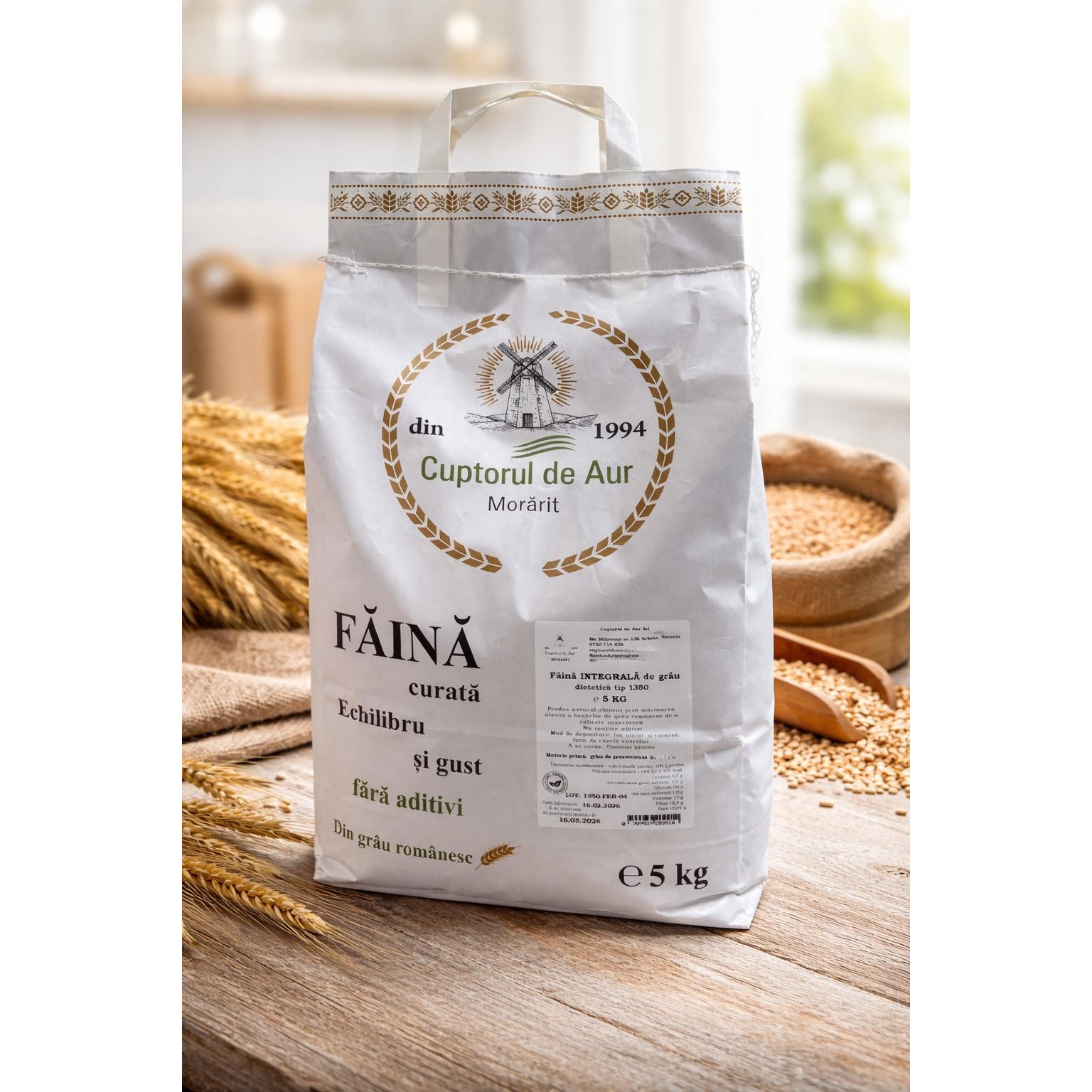 Faina INTEGRALA de grau tip 1350, Cuptorul de aur, punga 5 kg - eMAG.ro