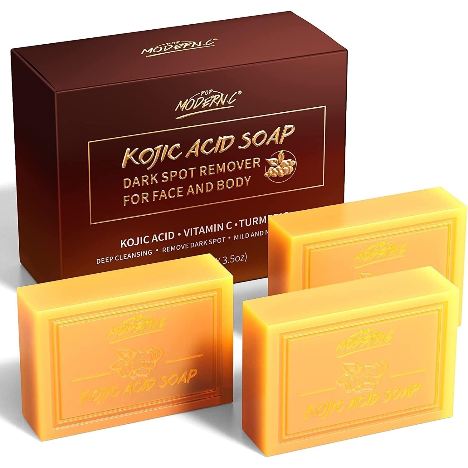 Sapun POP MODERN, set 3 x 100g, cu acid kojic, turmeric, vitamina C ...