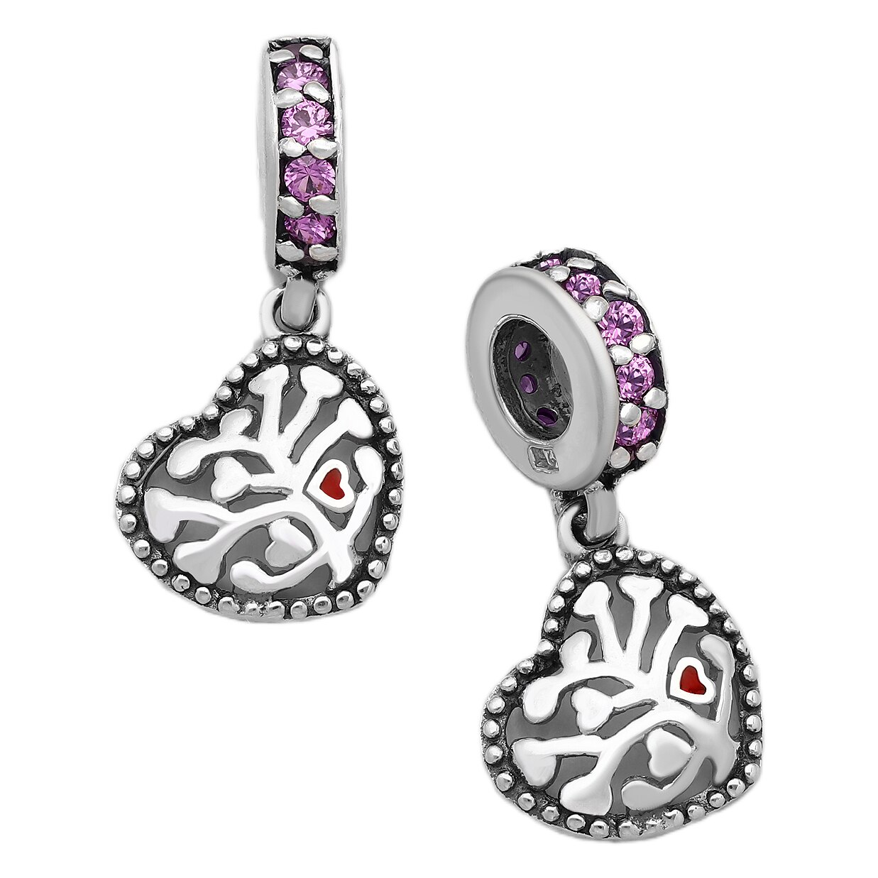 Charm - talisman din argint model inima, pomul vietii si cristale - eMAG.ro