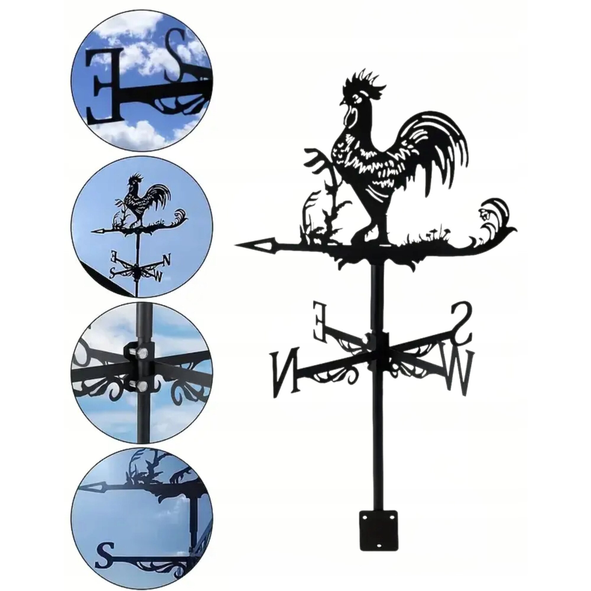 Vantura metalică cocor, indicator de vânt, set complet cu stâlp metalic ...