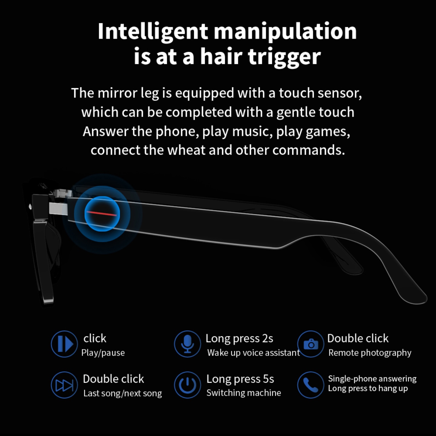 Ochelari Smart cu Traducere AI Audio, Recunoaste 100 Limbi, Ble, IP65 ...