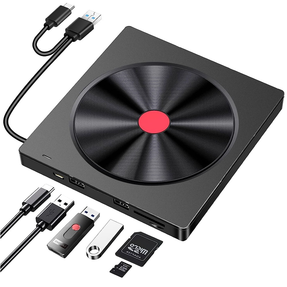 Unitate DVD Extern Portabilă, scriere 8x, citire rapidă, USB Type-C, 2 ...
