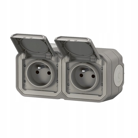 Priza Dubla Legrand Plexo IP55 16A Gri, Montaj Exterior, Gri - eMAG.ro