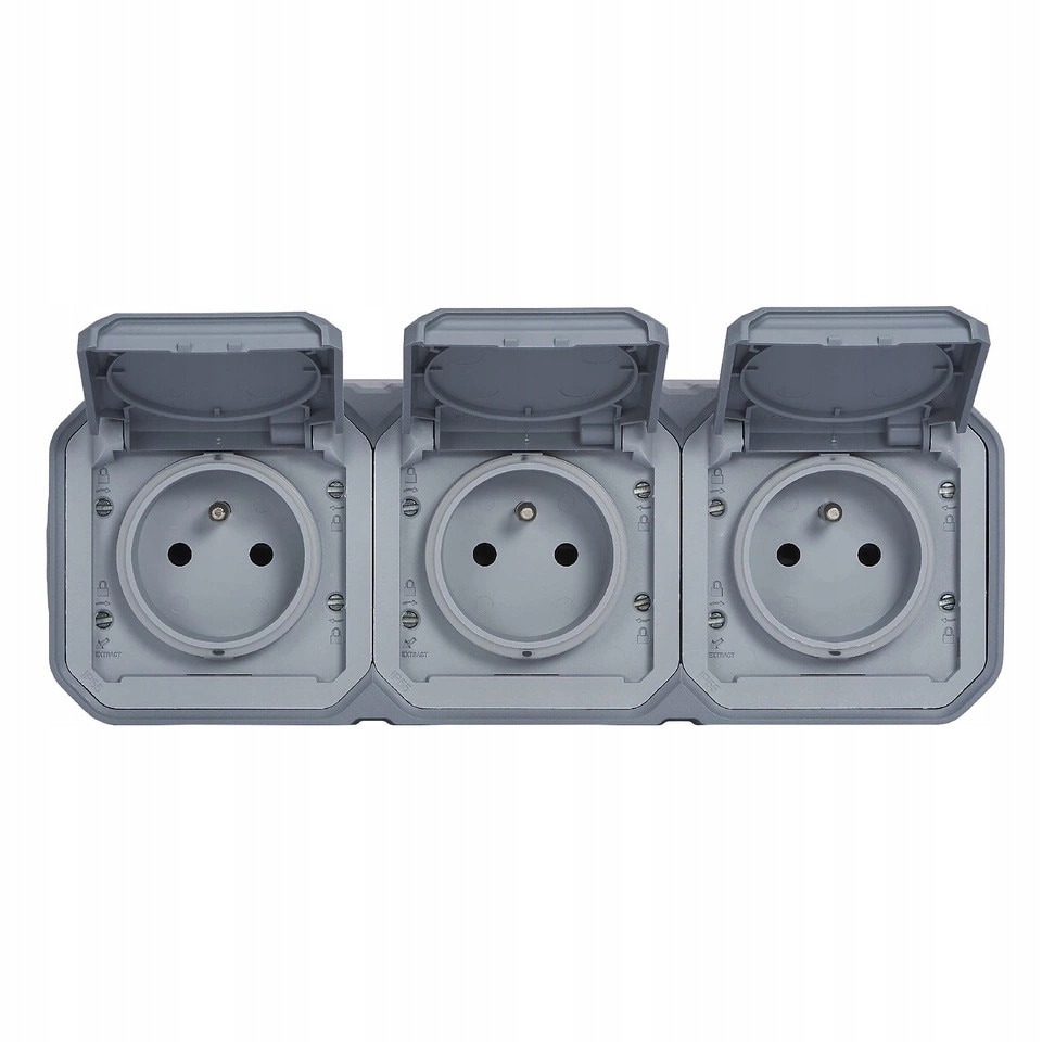 Priza tripla Legrand Plexo IP55, gri, utilizare interioara si ...