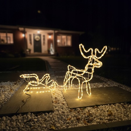 Ren LED cu Sanie, 60 cm, alb cald, 218 diode, set decorativ Craciun ...