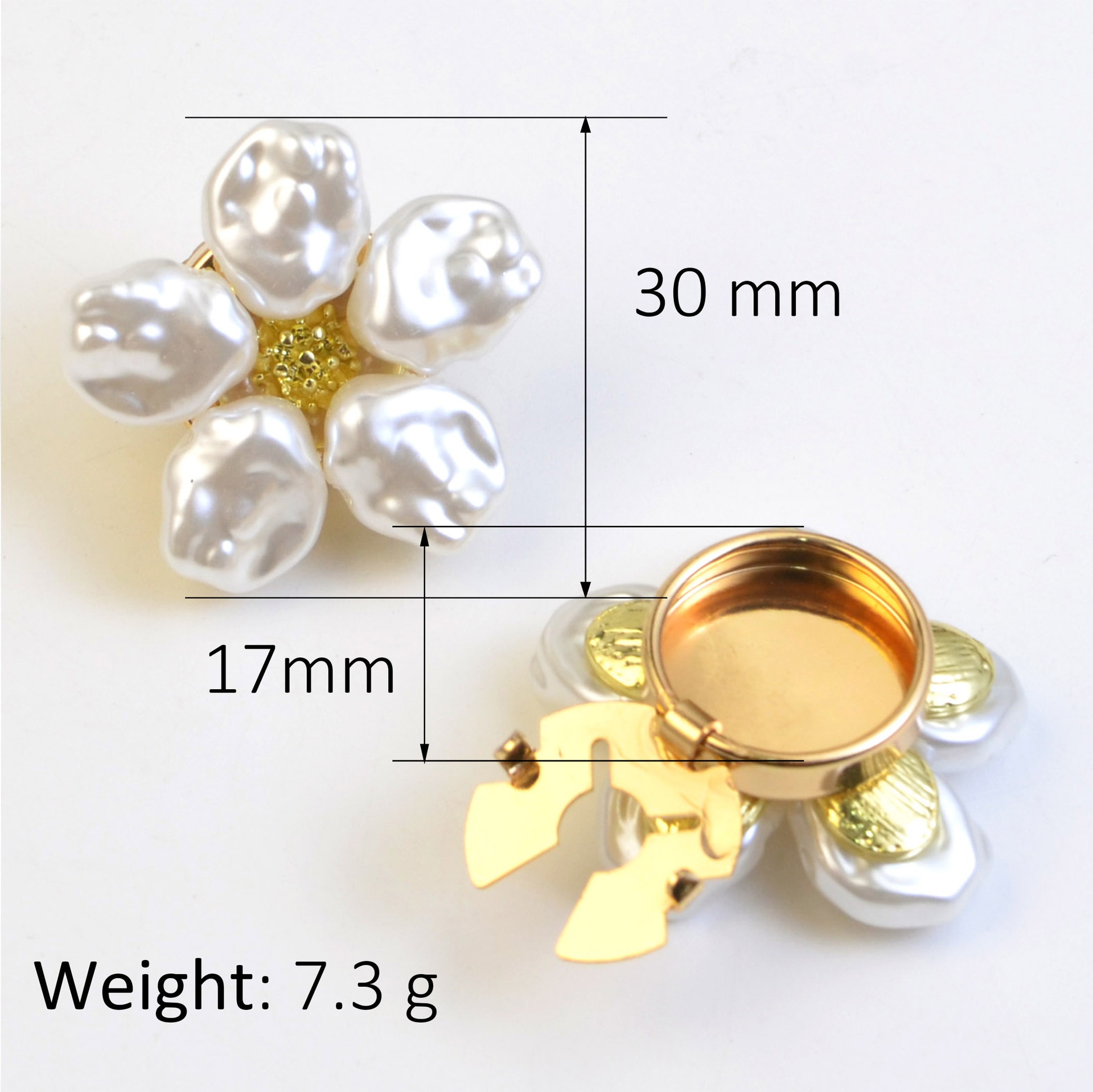 Buton decorativ din aliaj cu perla artificiala, 1.7x3cm, pentru ...