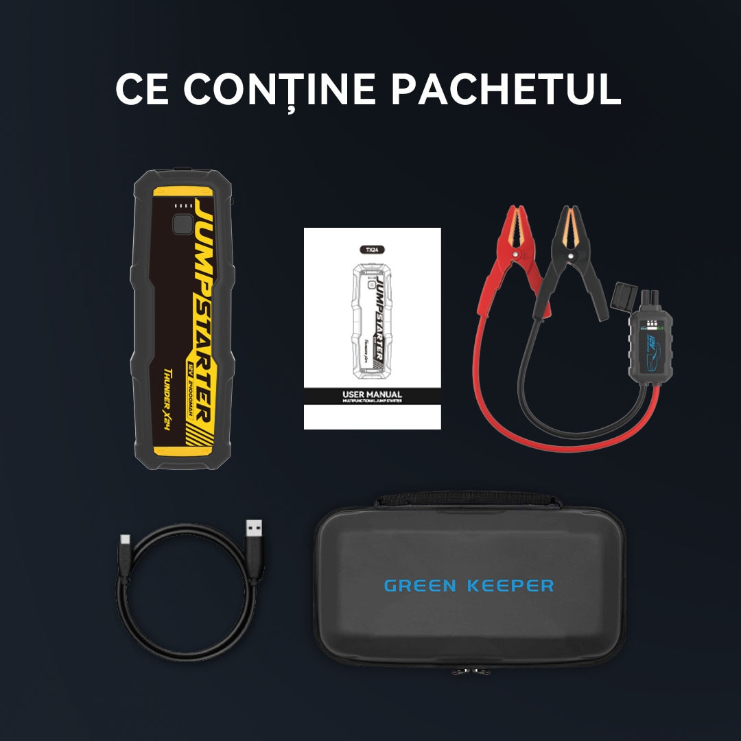 Starter Auto Multifunctional 4000A, Redresore Auto 24000mAh, Jump ...